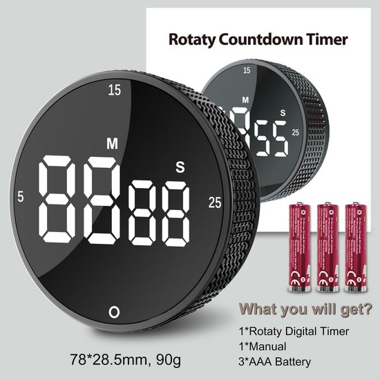 Digitale keukentimer met led-display en stopwatch - voor koken, bakken, fitness en leren | bol