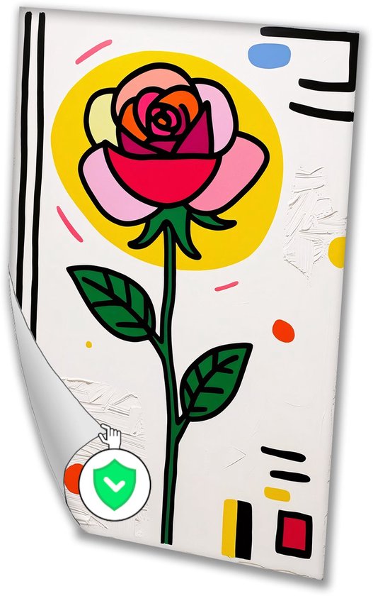Moderne pop art roos - Roos poster - Wanddecoratie bloem - Pop Art ...