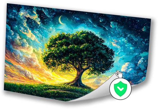 Magische boom onder sterrenhemel - Boom poster - Posters natuur ...