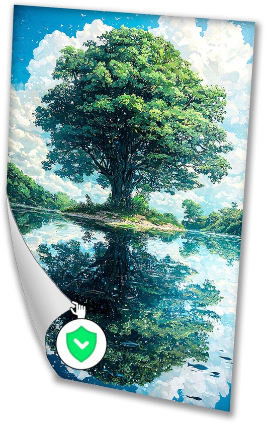 Boom met reflectie in water - Boom poster - Muurdecoratie water ...
