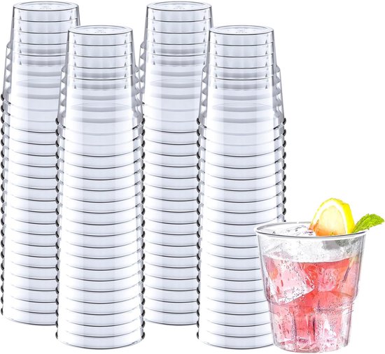 80 Harde Plastic Bekers Transparant, 180 ml Herbruikbaar Cocktail ...