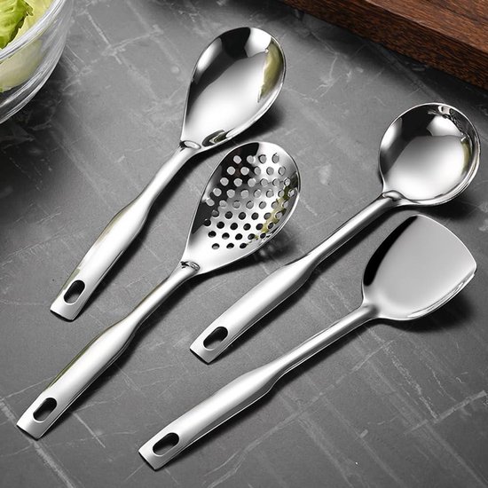 RVS Opscheplepel Set - Grote Opscheplepel, Sleuvenlepel, Saladellepel ...