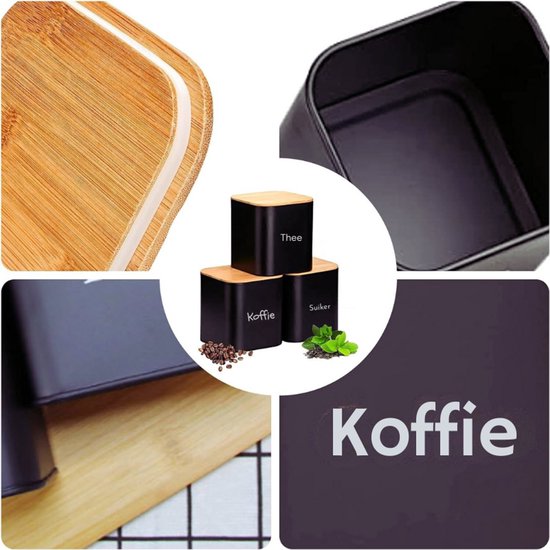 Keukendozenset 3-Delig – Opbergdozen Voor Koffie, Thee & Suiker ...