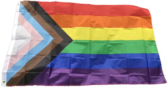CHPN - Pride Vlag - Regenboogvlag - Progress Pride - 150/90CM - Regenboog - LGBTQ -... | bol