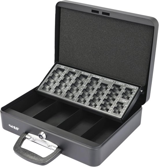 Geldcassette met handvat - 30 x 24 x 11 cm - Zwart | bol