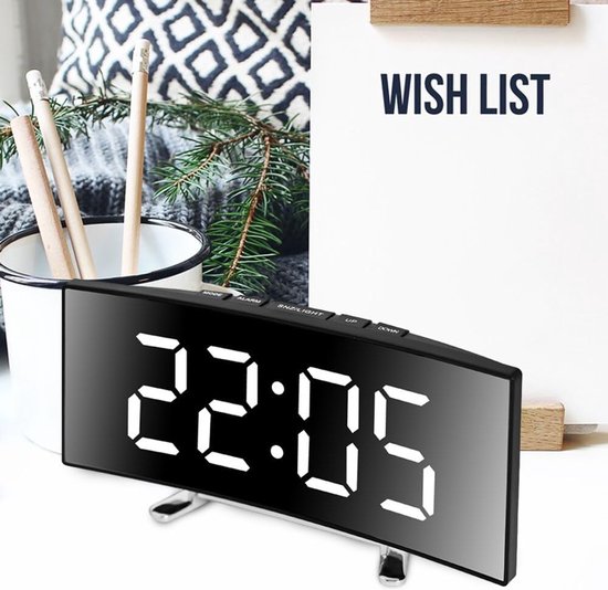 Digitale klok met groot LED- Digitale Wekker - spiegeloppervlak voor ...