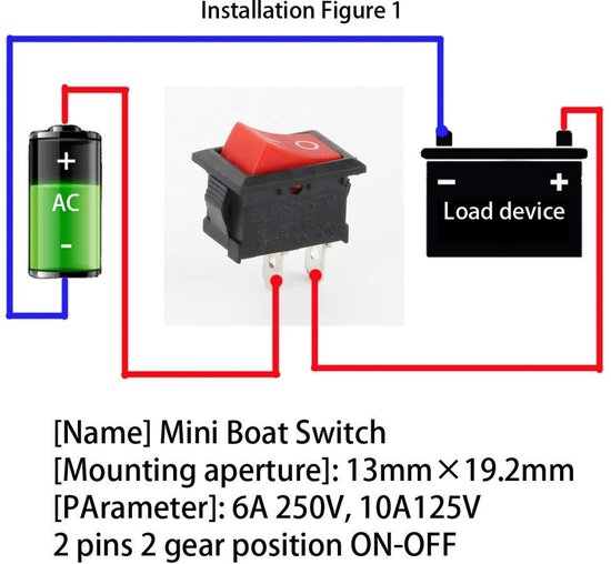 Mini Rocker Switch - ON/Off - 2 Pin - AC 6A -10A 125V -250V - voor Auto ...