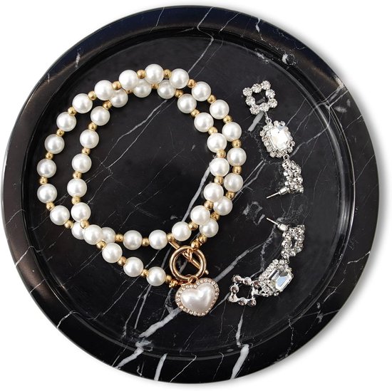 Handgemaakt marmeren dienblad - stijlvol en elegant - zwart | bol