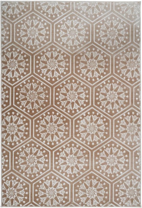 Ibenzoa® Textielvloerkleed met Drie-Dimensioneel Bloemmotief – Neutrale ...