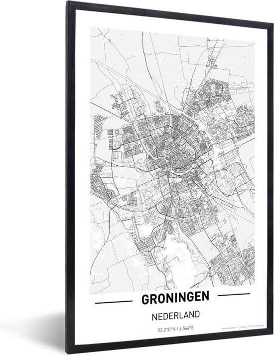 Fotolijst incl. Poster - Stadskaart Groningen - 20x30 cm - Posterlijst ...