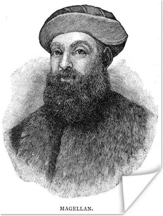 Poster tekening van Ferdinand Magellaan - 60x80 cm | bol.com