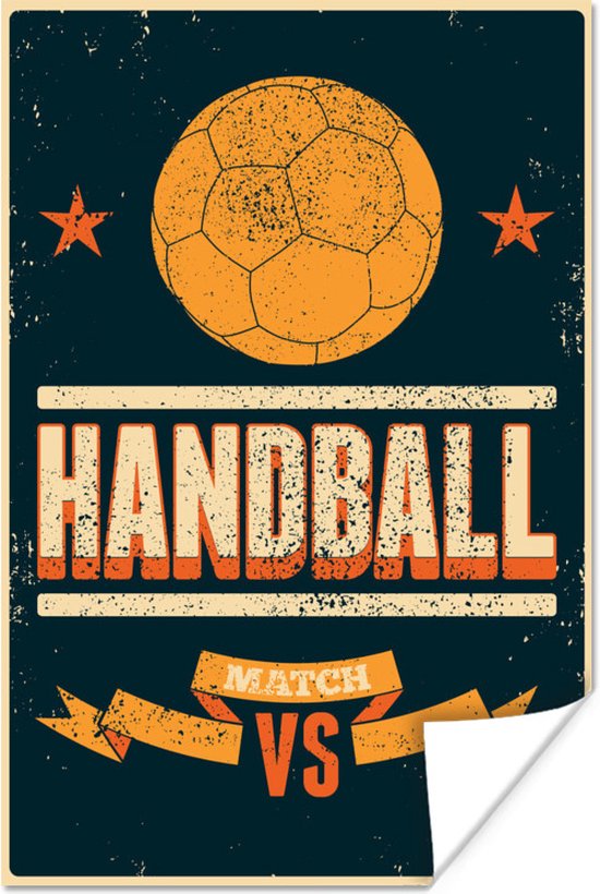 Poster "Handball" op een donkere achtergrond - 120x180 cm XXL | bol