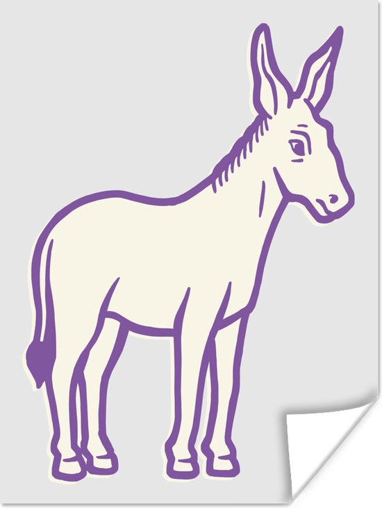 Une illustration d'un poster âne contour violet 30x40 cm - petit ...