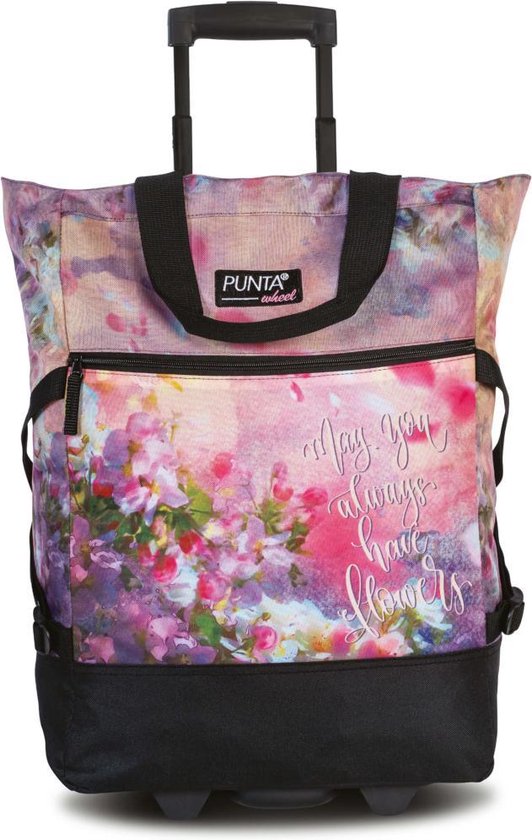 Punta Trolley Wheel Print 33 Liter Polyester Roze/zwart | bol.com