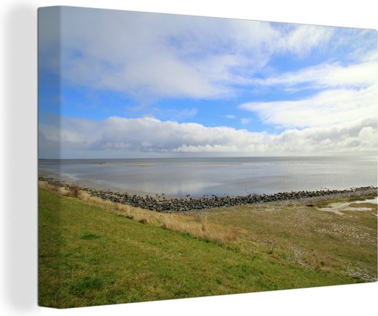 Canvas Schilderij Waddenzee bij Vlieland - 120x80 cm - Wanddecoratie | bol