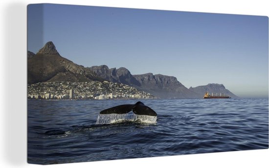 Canvas schilderij 160x80 cm - Wanddecoratie De staart van een walvis ...