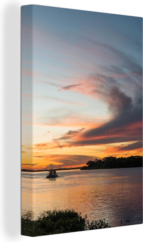 Canvas Schilderij Prachtige zonsondergang bij de Pantanal - 60x90 cm - Wanddecoratie | bol