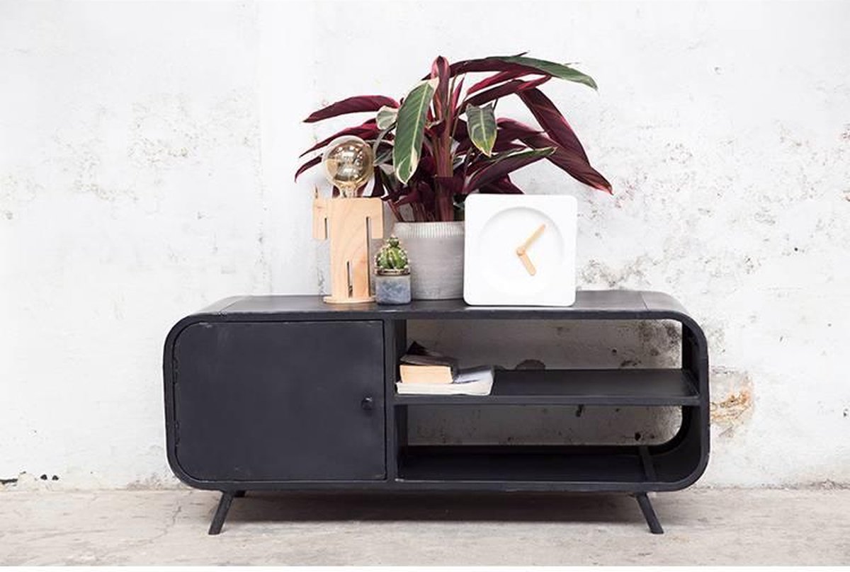 TV Meubel Zwart - Metaal - 120x45x50cm - Tv-meubel Retro Small Zwart ...