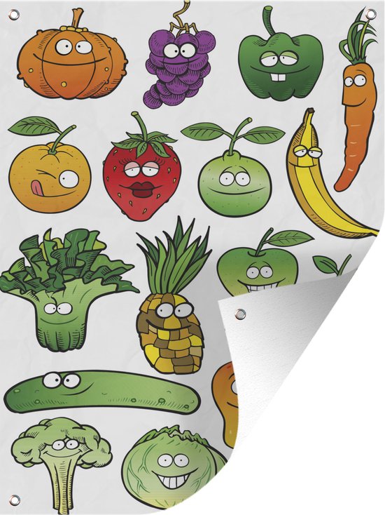 Tuin decoratie tekening van fruit en groente met gezichten - 30x40 cm ...