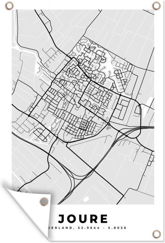 Tuinposters buiten Stadskaart - Joure - Grijs - Wit - 60x90 cm ...