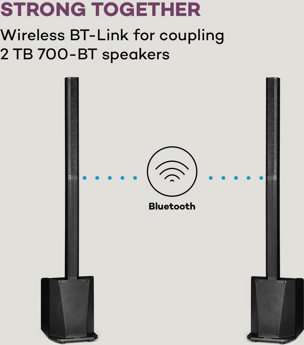 TB 700-BT actieve line array PA systeem 10" (25,5 cm) sub BT-link zwart ...
