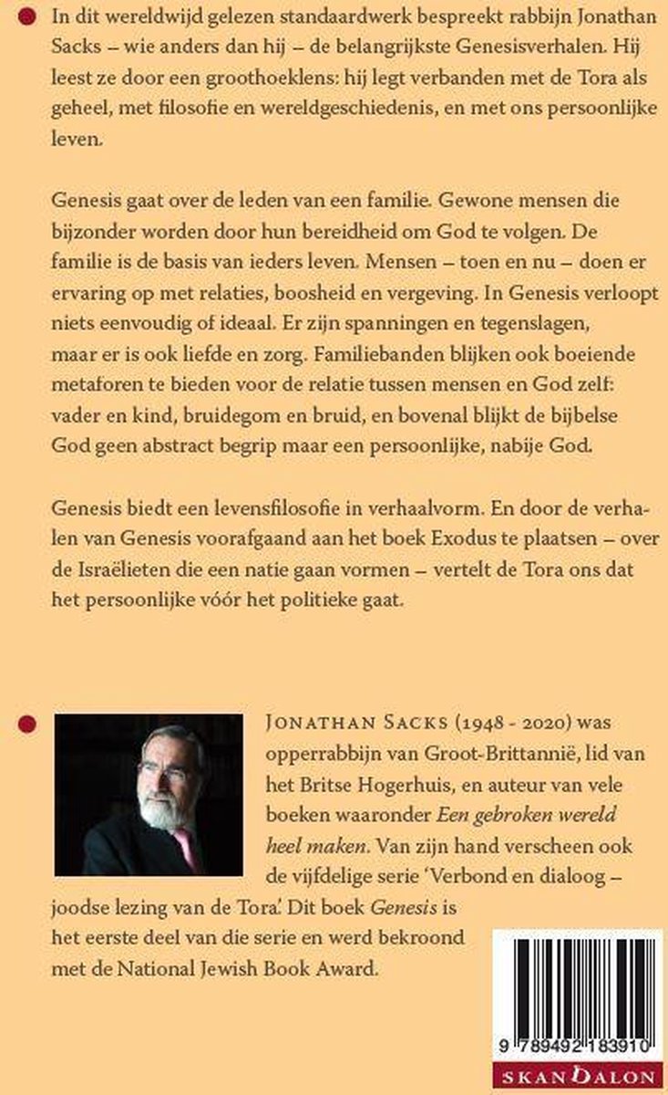 Genesis, boek van het begin, Jonathan Sacks | 9789492183910 | Boeken | bol