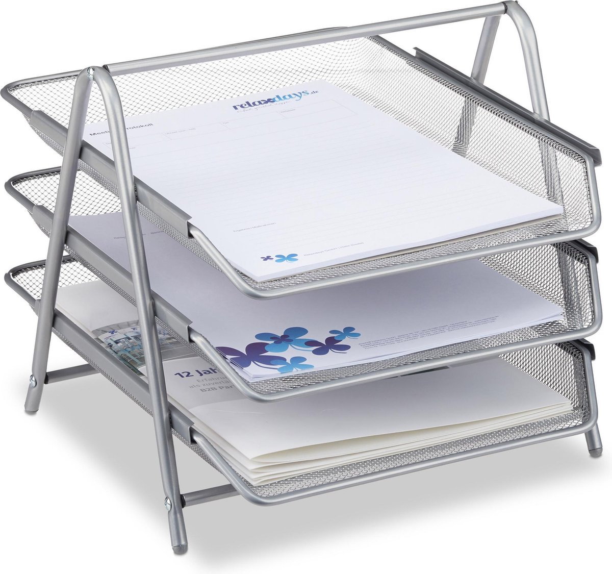 Relaxdays brievenbak metaal - sorteerrek met 3 vakken - brievenbakjes ...