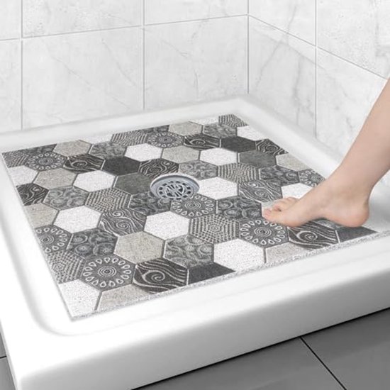 Antislip Vierkante Douchemat 71 x 61 cm - Extra Grote PVC Badmat met ...
