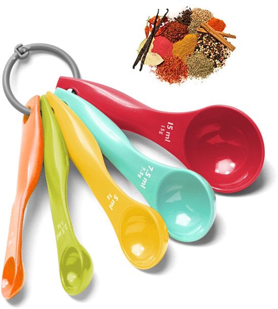Measuring spoon set, 5 colours measuring spoons with different capacity ...