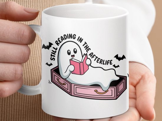 Mok, Grappig Spook Lees Mok, Halloween mok, Geest in doodskist mok ...