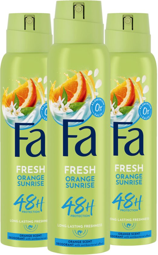 Fa Deodorant Spray Orange Sunrise - 3 x 150 ml - Voordeelverpakking | bol