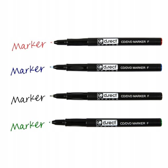 D.rect CD/DVD Markers Set - 4 Kleuren, 1mm Lijn | bol
