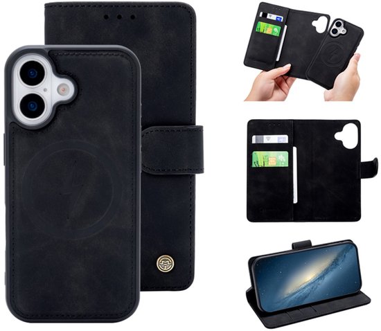 Casemania – Bookcase 2-1 MagSafe – iPhone 17 Zwart | bol