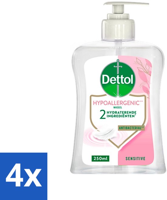 4 x Dettol - Handzeep - Hypoallergenic - Gevoelige Huid - 250 ml ...