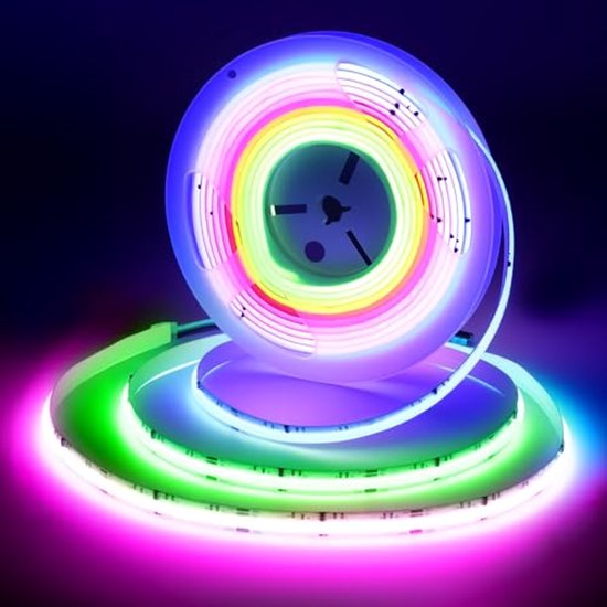 Dimbare 24V COB RGB LED Strip - 5m - Kleur Gesegmenteerd voor ...