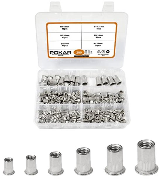Rivet Nut Tang Set 200 Stuks Draadklinknagels M3 M4 M5 M6 M8 M10 ...