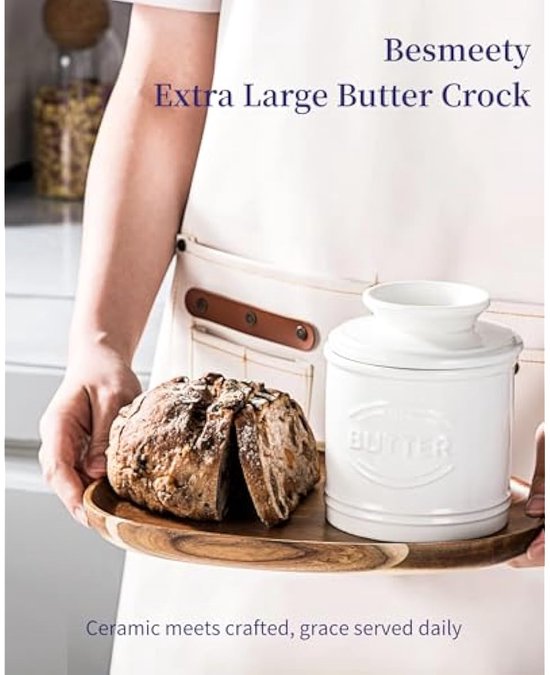 Keramische Boter Crock Franse Boterschotel 200g (Wit – XL) | bol