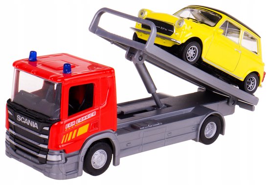 Scania P320 Vrachtwagen met aanhanger en Mini Cooper 1:43 Metaal ...