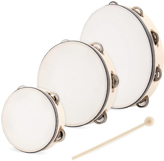 TRANKIELO® - Houten tamboerijn in 3 maten - Handheld percussie ...