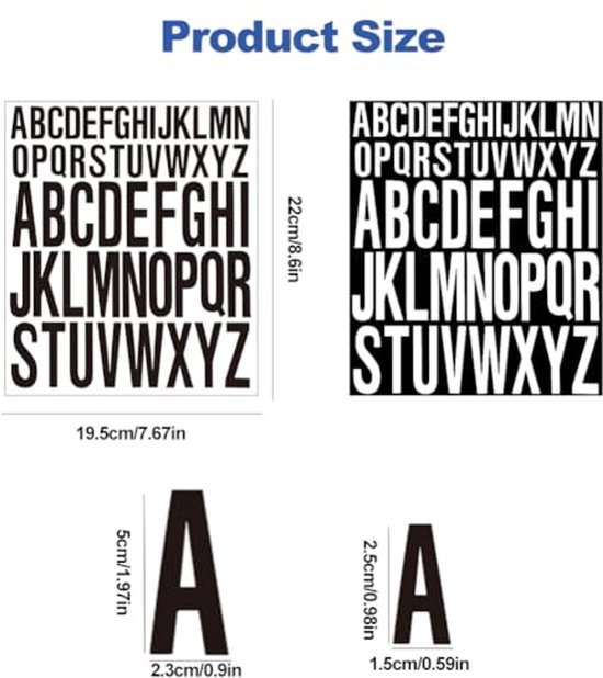 Vinyl Letter Stickers, 6 Sheets 1 Inch 2 Inches, Normal Self Adhesive ...