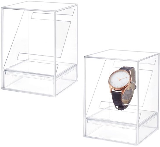 2pcs Watch Display Stand Boxes, 3x3x4.7inch Clear Acrylic Single Watch ...