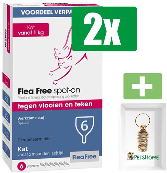 Flea Free - Anti Vlooien En Teken - Spot-on Kat - 6 Pipetten - 2 ...