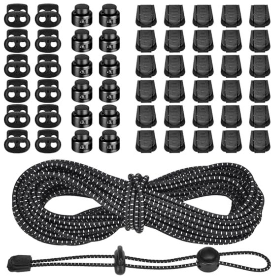 10m Elastisch Rubber Koord met Klemmen en Koordstopper voor Kleding ...