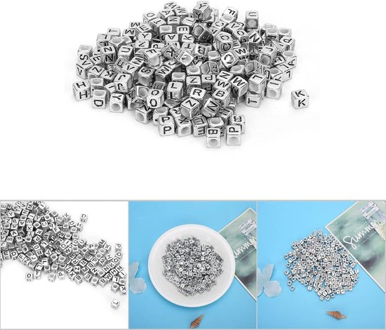 500 Pcs 6mm Vierkante Acrylaat Alphabet Letter Kralen A tot Z - Patroon ...