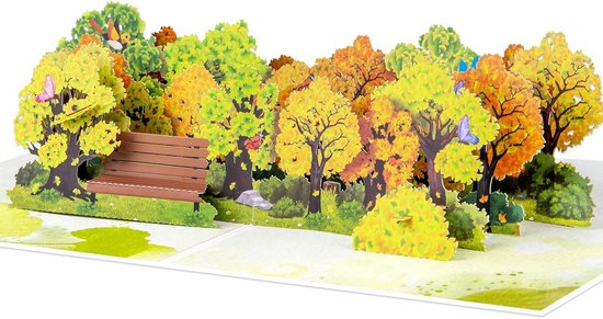 3D Pop-Up Verjaardagskaart met Ginkgo Bomen - Mooi Wenskaart voor ...