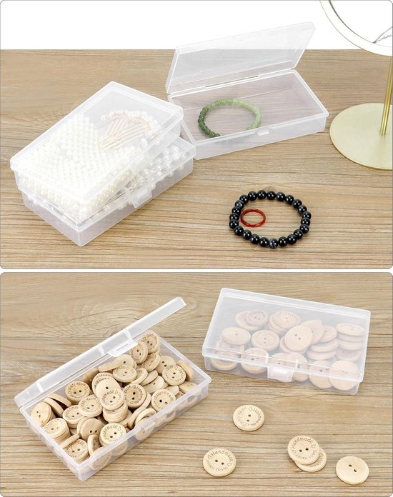 TEMGoods - Set van 8 rechthoekige sorteerdozen met deksel, PP plastic ...