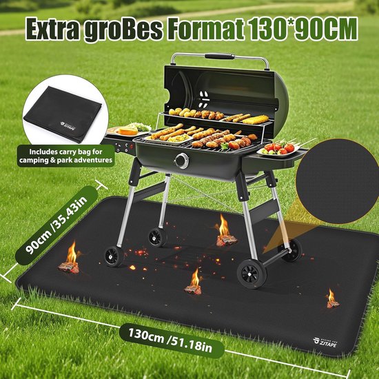 Vuurvaste Grillmat - 130 x 90 cm - Opvouwbare Hittebeschermingsmat voor ...