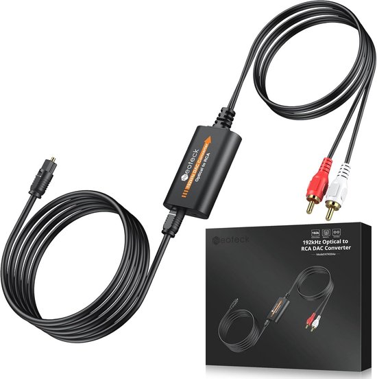 DAC Converter 192 kHz met Optische naar RCA-kabel en Ingebouwde ...