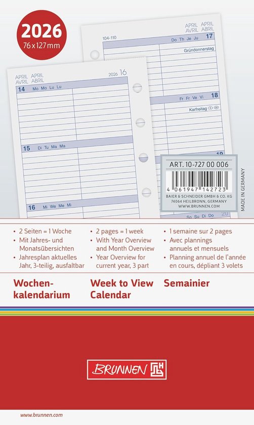 Mini Weekkalender 2026 | A7 Formaat | bol