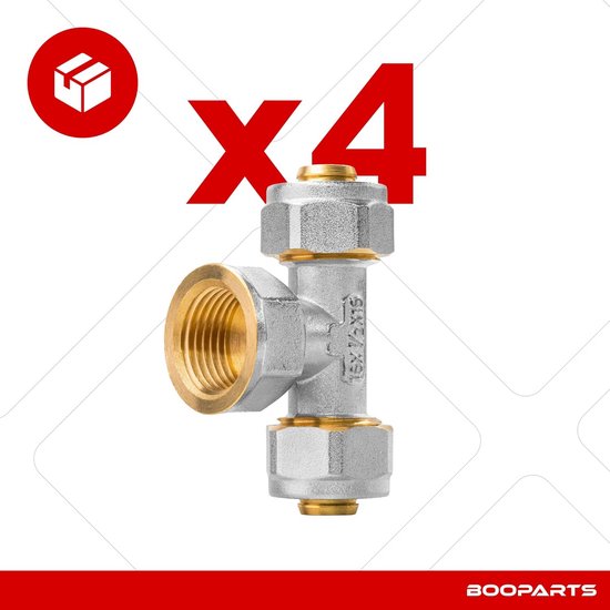 4x Meerlagen Buis Koppeling 16 mm - 1/2" Draad - T-Stuk Leiding ...